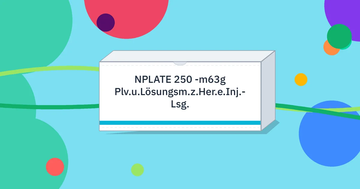Symbolbild: Packung mit der Aufschrift NPLATE 250 -m63g Plv.u.Lösungsm.z.Her.e.Inj.-Lsg. (PZN 17205516) – Verfügbarkeit und Bezug in Apotheken in Frankfurt am Main