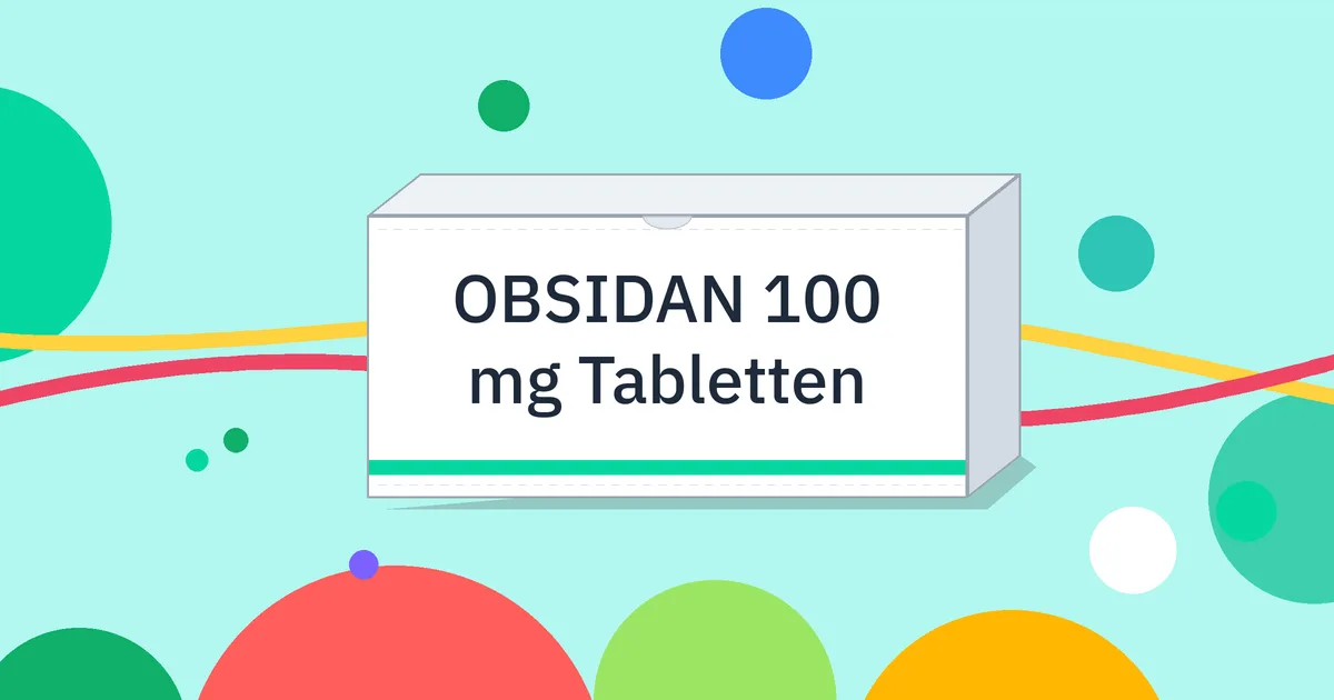 Symbolbild: Packung mit der Aufschrift OBSIDAN 100 mg Tabletten (PZN 04609778) – Verfügbarkeit und Bezug in Apotheken in Frankfurt am Main
