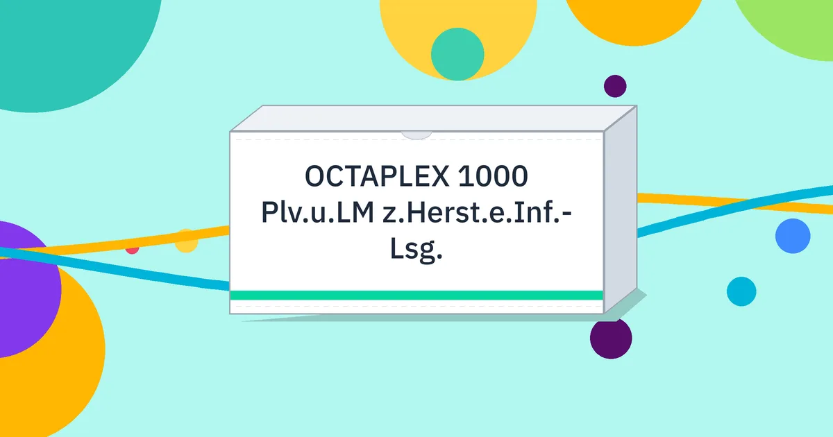 Symbolbild: Packung mit der Aufschrift OCTAPLEX 1000 Plv.u.LM z.Herst.e.Inf.-Lsg. (PZN 11158460) – Verfügbarkeit und Bezug in Apotheken in Frankfurt am Main