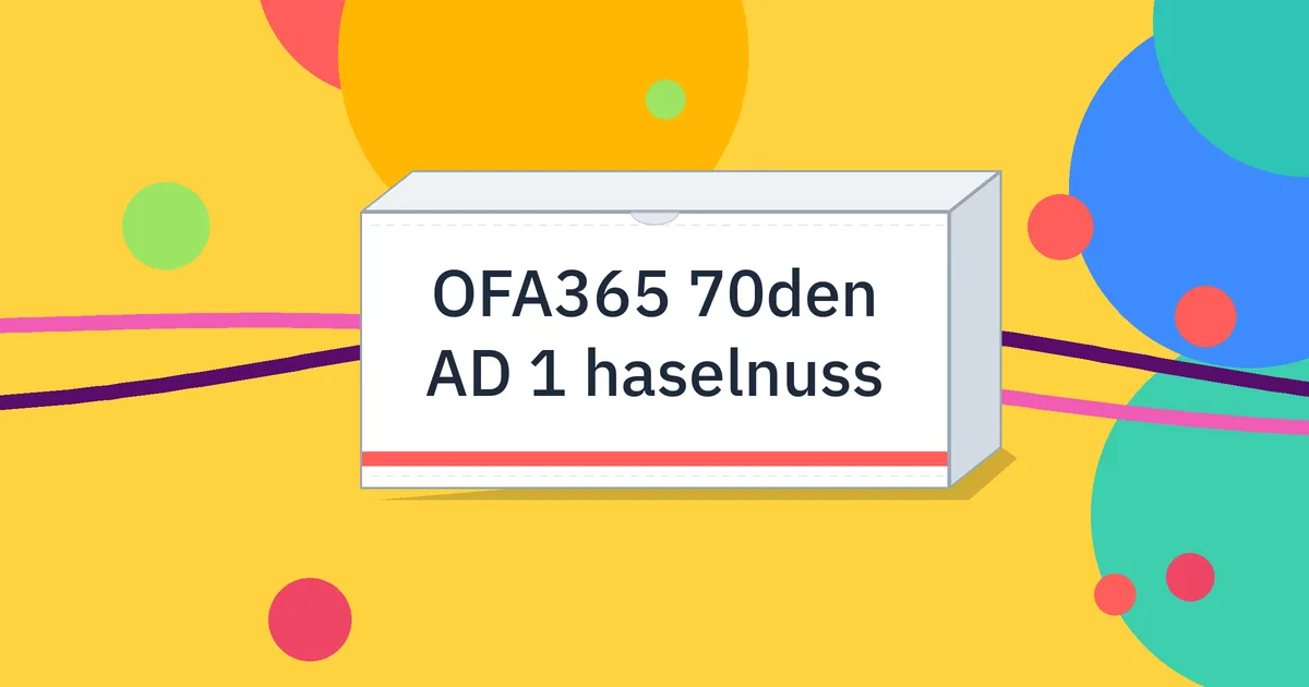 Symbolbild: Packung mit der Aufschrift OFA365 70den AD 1 haselnuss (PZN 16721902) – Verfügbarkeit und Bezug in Apotheken in Frankfurt am Main