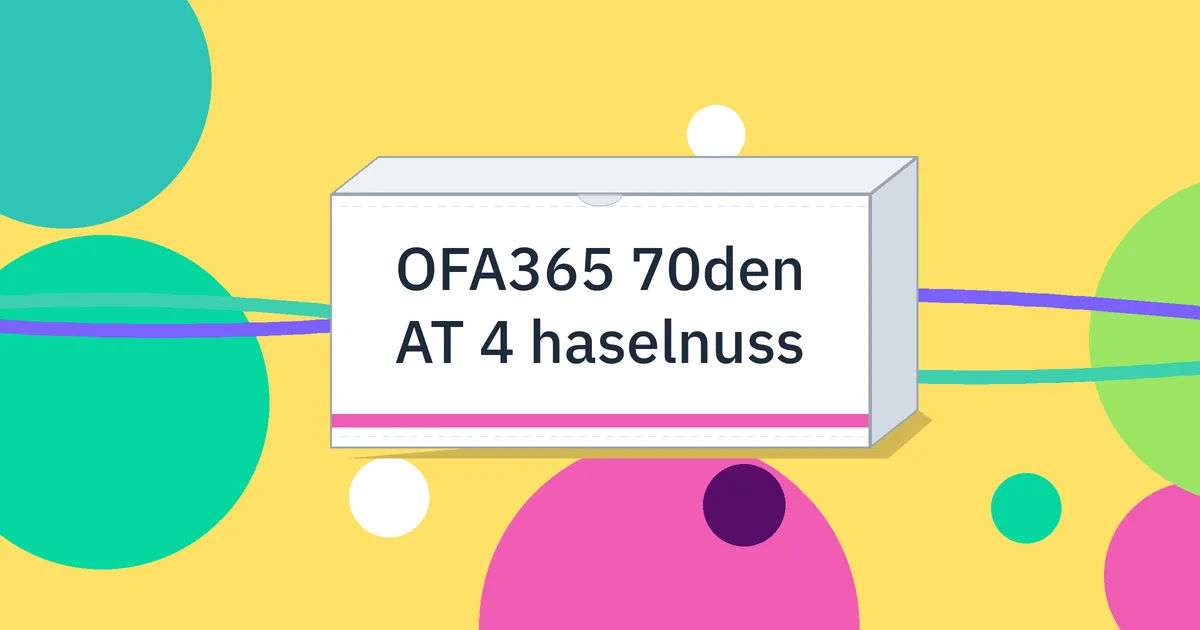 Symbolbild: Packung mit der Aufschrift OFA365 70den AT 4 haselnuss (PZN 16722540) – Verfügbarkeit und Bezug in Apotheken in Frankfurt am Main