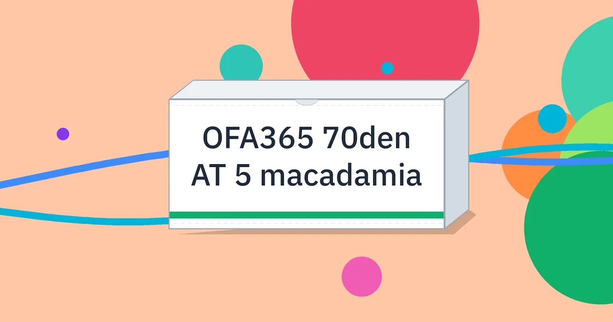 Symbolbild: Packung mit der Aufschrift OFA365 70den AT 5 macadamia (PZN 16722586) – Verfügbarkeit und Bezug in Apotheken in Frankfurt am Main