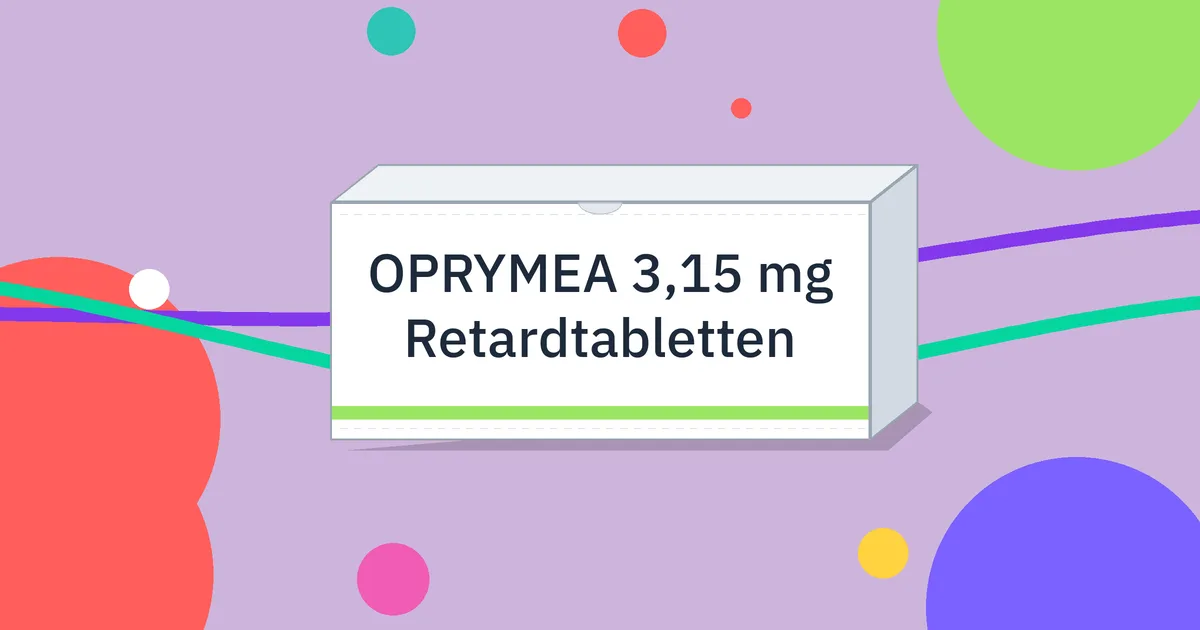 Symbolbild: Packung mit der Aufschrift OPRYMEA 3,15 mg Retardtabletten (PZN 10090702) – Verfügbarkeit und Bezug in Apotheken in Frankfurt am Main