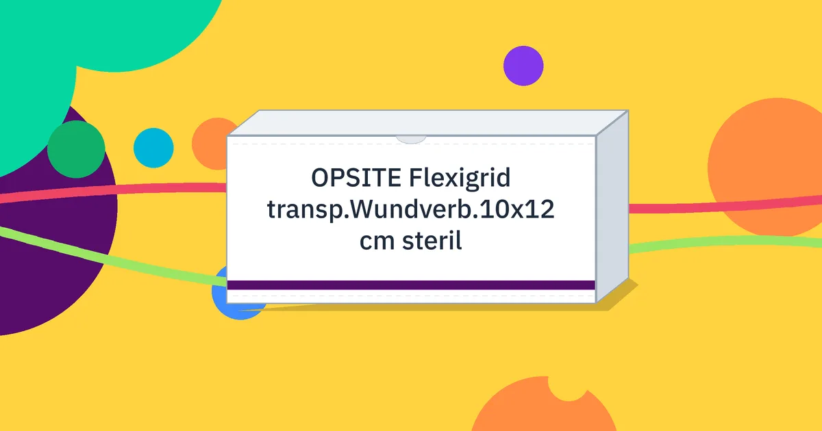 Symbolbild: Packung mit der Aufschrift OPSITE Flexigrid transp.Wundverb.10x12 cm steril (PZN 15302445) – Verfügbarkeit und Bezug in Apotheken in Frankfurt am Main