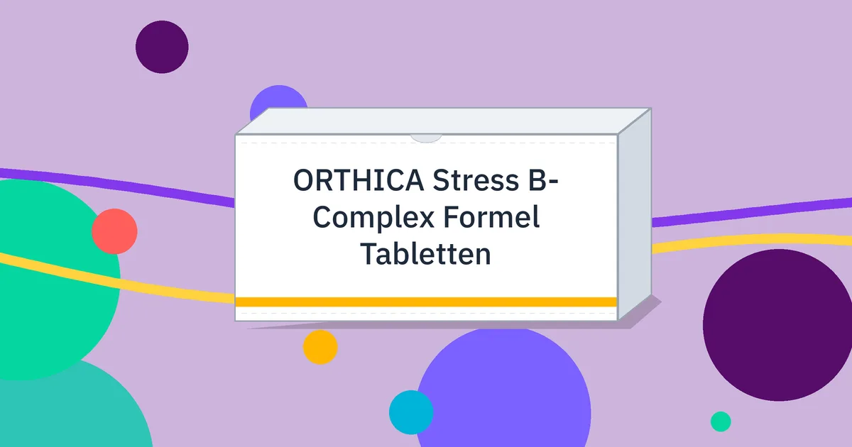 Symbolbild: Packung mit der Aufschrift ORTHICA Stress B-Complex Formel Tabletten (PZN 05001501) – Verfügbarkeit und Bezug in Apotheken in Frankfurt am Main
