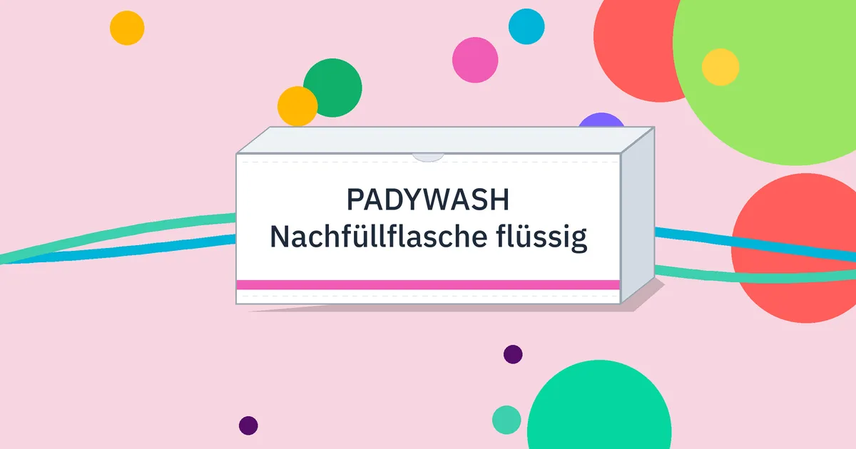 Symbolbild: Packung mit der Aufschrift PADYWASH Nachfüllflasche flüssig (PZN 00188469) – Verfügbarkeit und Bezug in Apotheken in Frankfurt am Main