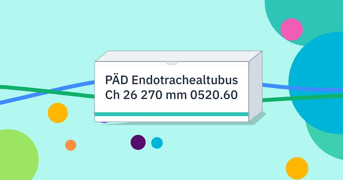 Symbolbild: Packung mit der Aufschrift PÄD Endotrachealtubus Ch 26 270 mm 0520.60 (PZN 00912008) – Verfügbarkeit und Bezug in Apotheken in Frankfurt am Main
