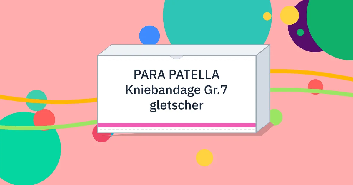 Symbolbild: Packung mit der Aufschrift PARA PATELLA Kniebandage Gr.7 gletscher (PZN 03317944) – Verfügbarkeit und Bezug in Apotheken in Frankfurt am Main