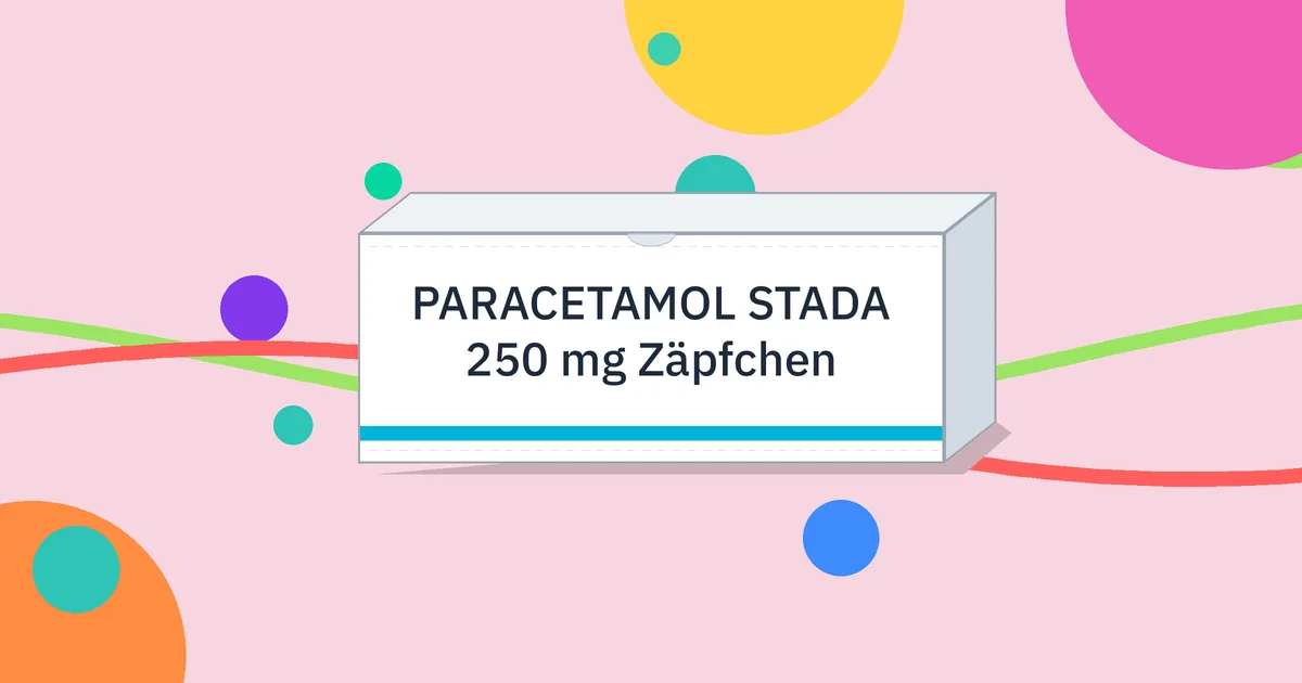 Symbolbild: Packung mit der Aufschrift PARACETAMOL STADA 250 mg Zäpfchen (PZN 03798435) – Verfügbarkeit und Bezug in Apotheken in Frankfurt am Main