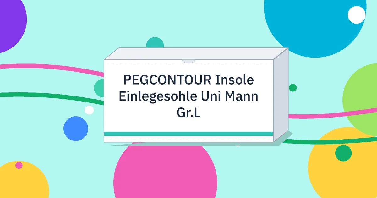 Symbolbild: Packung mit der Aufschrift PEGCONTOUR Insole Einlegesohle Uni Mann Gr.L (PZN 17871816) – Verfügbarkeit und Bezug in Apotheken in Frankfurt am Main