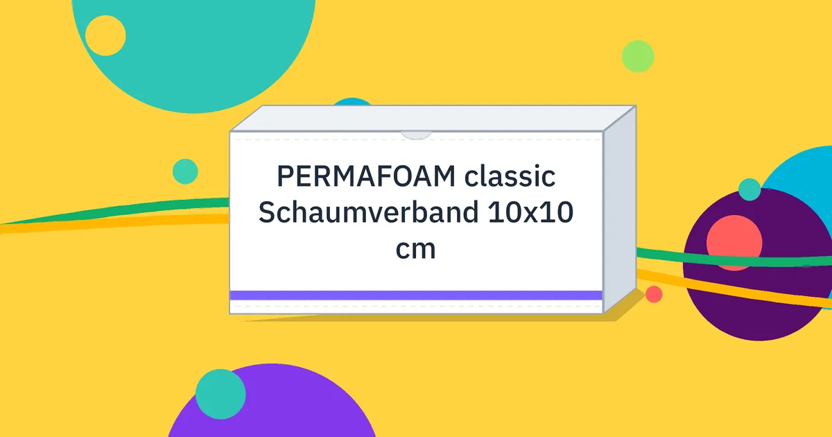 Symbolbild: Packung mit der Aufschrift PERMAFOAM classic Schaumverband 10x10 cm (PZN 18125268) – Verfügbarkeit und Bezug in Apotheken in Frankfurt am Main