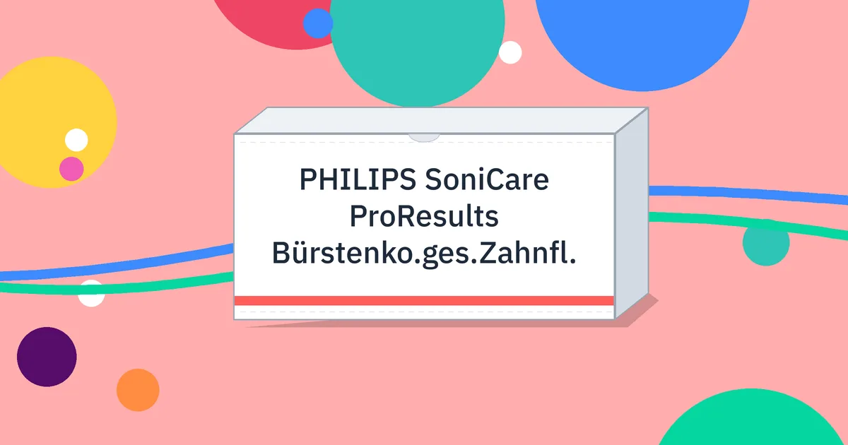 Symbolbild: Packung mit der Aufschrift PHILIPS SoniCare ProResults Bürstenko.ges.Zahnfl. (PZN 11380738) – Verfügbarkeit und Bezug in Apotheken in Frankfurt am Main
