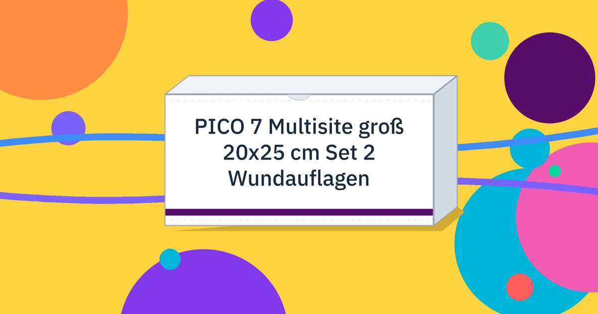 Symbolbild: Packung mit der Aufschrift PICO 7 Multisite groß 20x25 cm Set 2 Wundauflagen (PZN 13354998) – Verfügbarkeit und Bezug in Apotheken in Frankfurt am Main