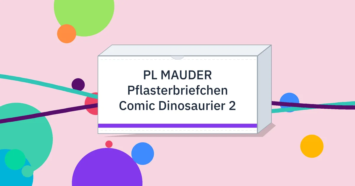 Symbolbild: Packung mit der Aufschrift PL MAUDER Pflasterbriefchen Comic Dinosaurier 2 (PZN 19435717) – Verfügbarkeit und Bezug in Apotheken in Frankfurt am Main