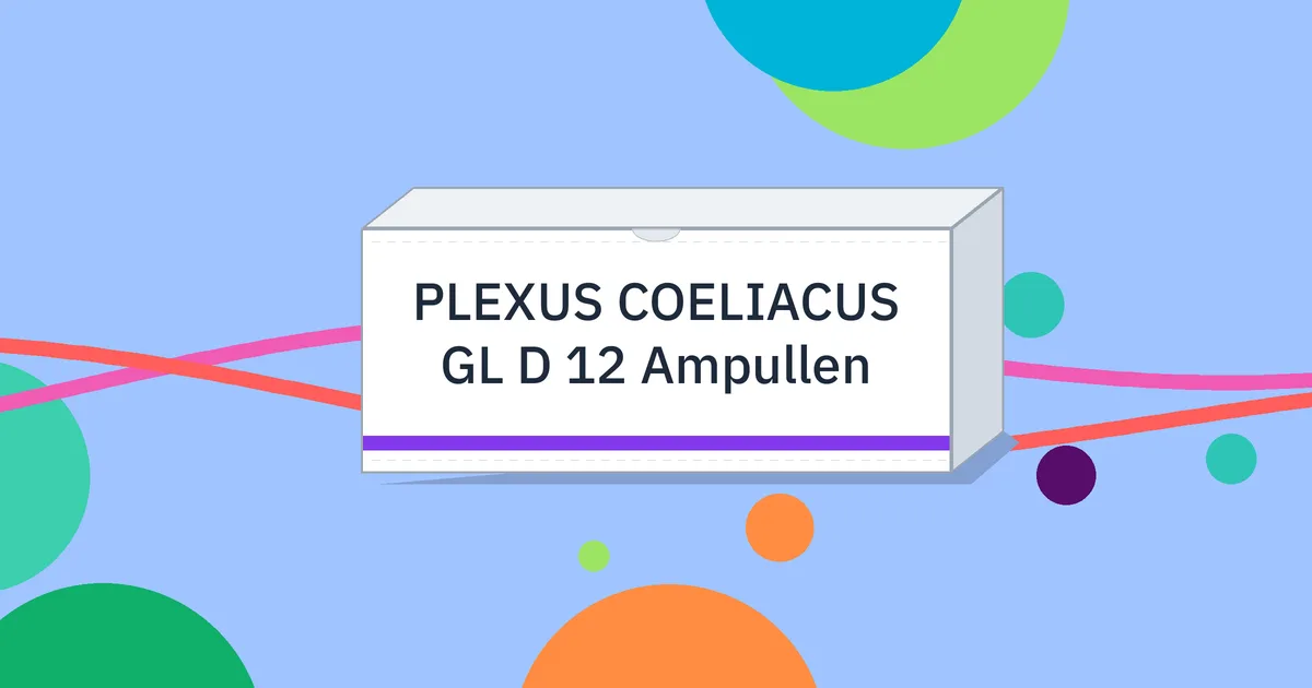 Symbolbild: Packung mit der Aufschrift PLEXUS COELIACUS GL D 12 Ampullen (PZN 02949814) – Verfügbarkeit und Bezug in Apotheken in Frankfurt am Main