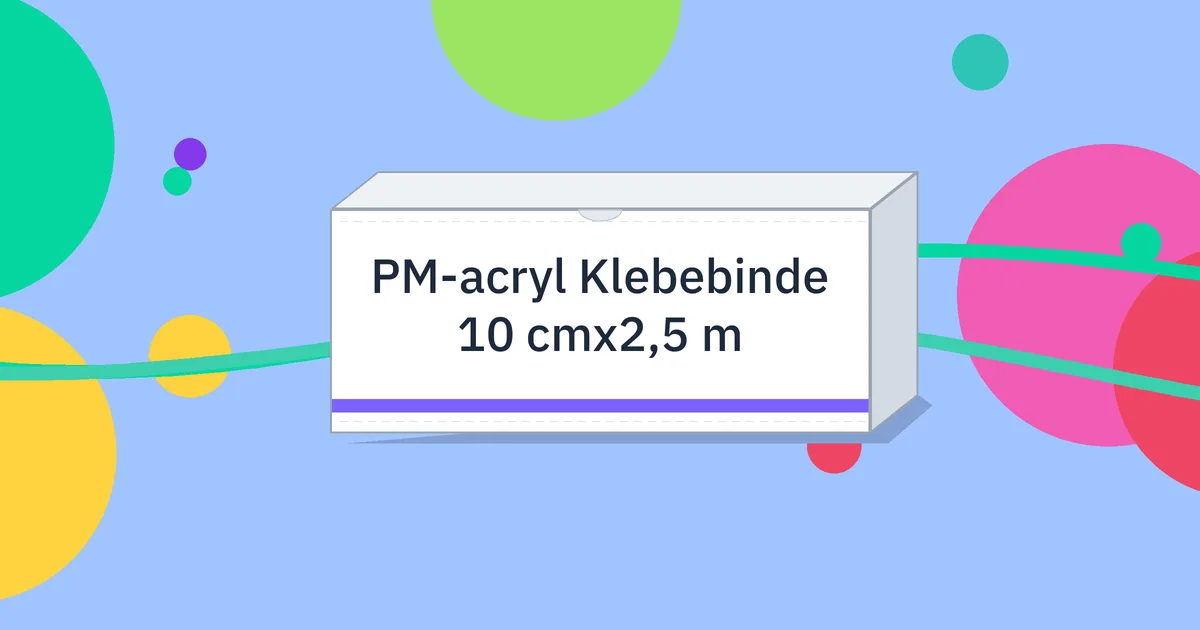 Symbolbild: Packung mit der Aufschrift PM-acryl Klebebinde 10 cmx2,5 m (PZN 18845413) – Verfügbarkeit und Bezug in Apotheken in Frankfurt am Main