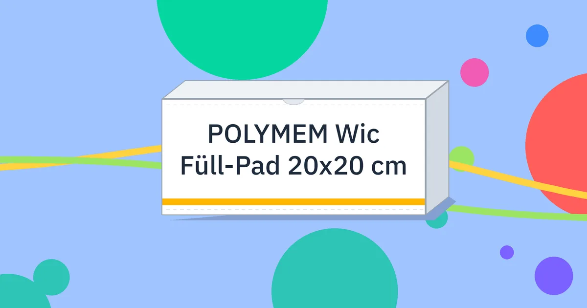 Symbolbild: Packung mit der Aufschrift POLYMEM Wic Füll-Pad 20x20 cm (PZN 07590648) – Verfügbarkeit und Bezug in Apotheken in Frankfurt am Main