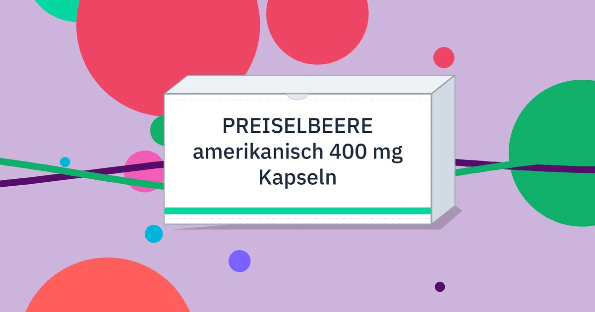 Symbolbild: Packung mit der Aufschrift PREISELBEERE amerikanisch 400 mg Kapseln (PZN 03002442) – Verfügbarkeit und Bezug in Apotheken in Frankfurt am Main