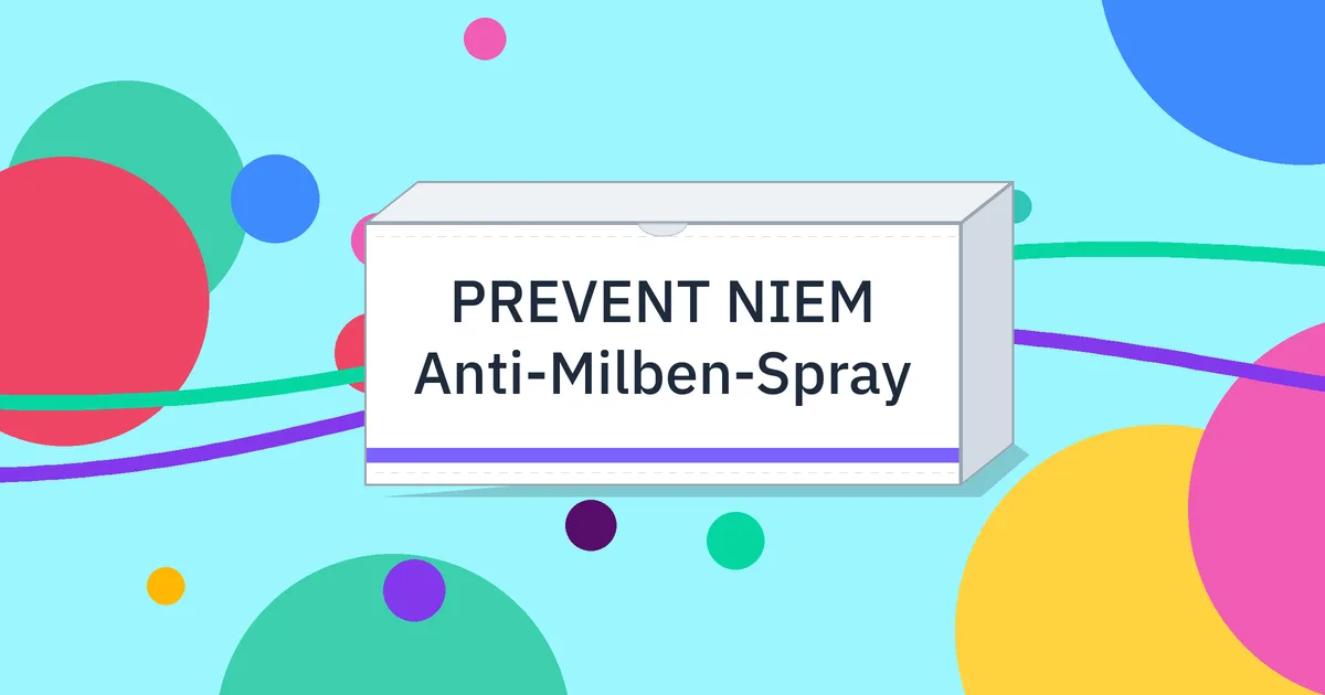 Symbolbild: Packung mit der Aufschrift PREVENT NIEM Anti-Milben-Spray (PZN 19061599) – Verfügbarkeit und Bezug in Apotheken in Frankfurt am Main
