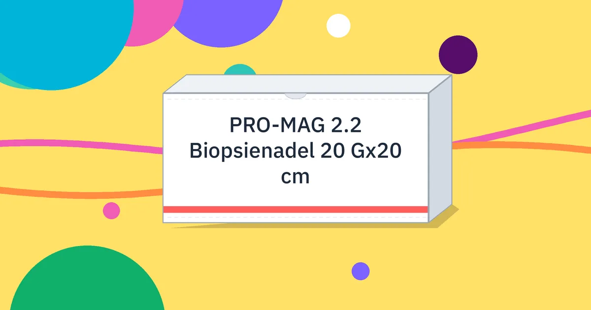Symbolbild: Packung mit der Aufschrift PRO-MAG 2.2 Biopsienadel 20 Gx20 cm (PZN 06768512) – Verfügbarkeit und Bezug in Apotheken in Frankfurt am Main