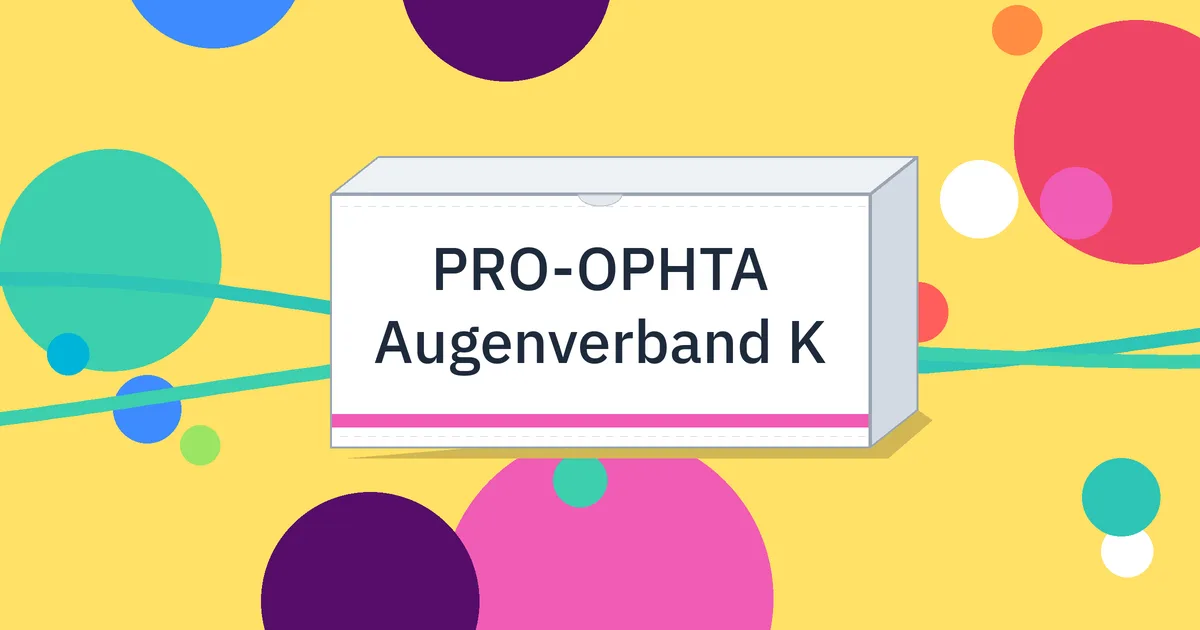 Symbolbild: Packung mit der Aufschrift PRO-OPHTA Augenverband K (PZN 19813881) – Verfügbarkeit und Bezug in Apotheken in Frankfurt am Main