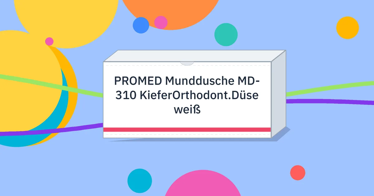 Symbolbild: Packung mit der Aufschrift PROMED Munddusche MD-310 KieferOrthodont.Düse weiß (PZN 20843605) – Verfügbarkeit und Bezug in Apotheken in Frankfurt am Main