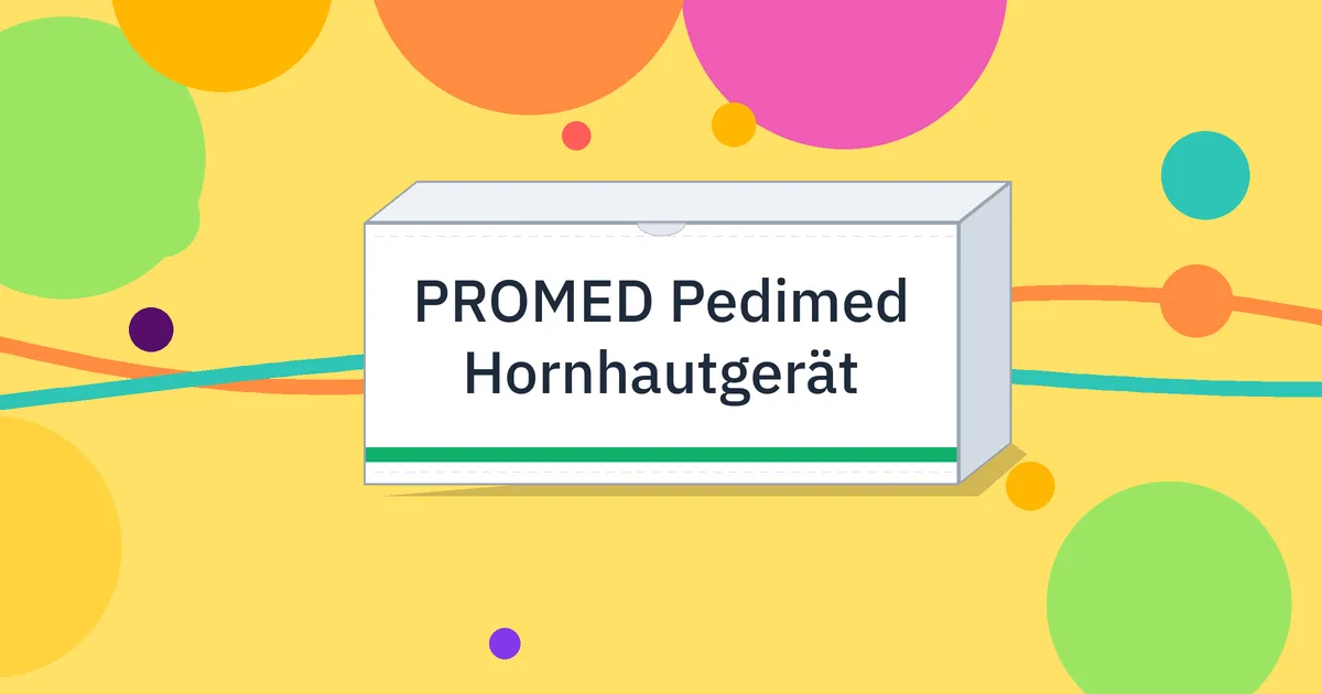 Symbolbild: Packung mit der Aufschrift PROMED Pedimed Hornhautgerät (PZN 13158694) – Verfügbarkeit und Bezug in Apotheken in Frankfurt am Main