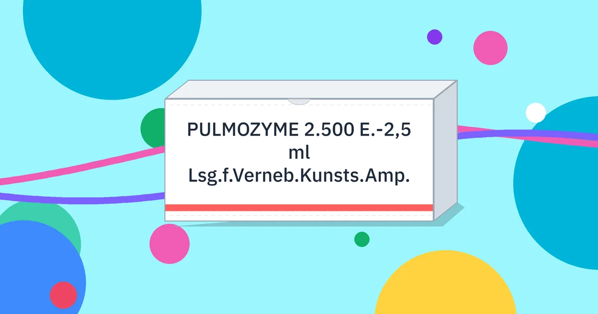 Symbolbild: Packung mit der Aufschrift PULMOZYME 2.500 E.-2,5 ml Lsg.f.Verneb.Kunsts.Amp. (PZN 17668854) – Verfügbarkeit und Bezug in Apotheken in Frankfurt am Main