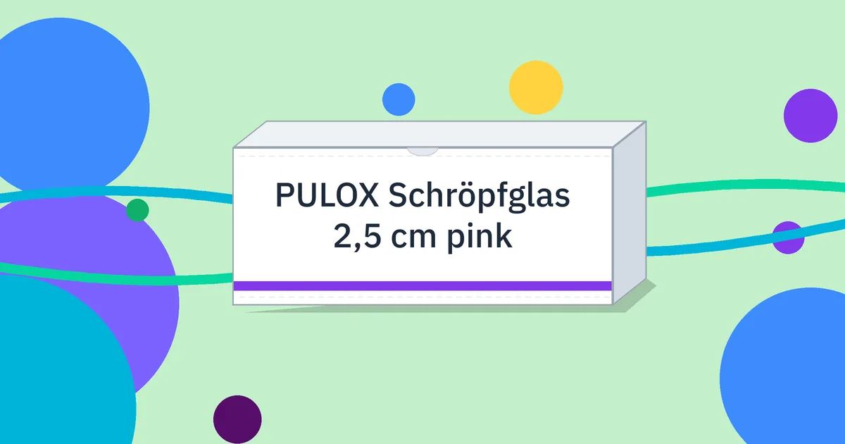 Symbolbild: Packung mit der Aufschrift PULOX Schröpfglas 2,5 cm pink (PZN 11676172) – Verfügbarkeit und Bezug in Apotheken in Frankfurt am Main