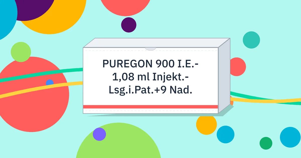 Symbolbild: Packung mit der Aufschrift PUREGON 900 I.E.-1,08 ml Injekt.-Lsg.i.Pat.+9 Nad. (PZN 10757721) – Verfügbarkeit und Bezug in Apotheken in Frankfurt am Main