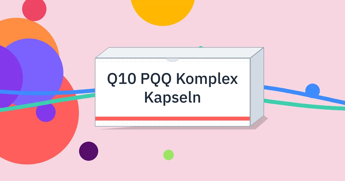 Symbolbild: Packung mit der Aufschrift Q10 PQQ Komplex Kapseln (PZN 19996232) – Verfügbarkeit und Bezug in Apotheken in Frankfurt am Main