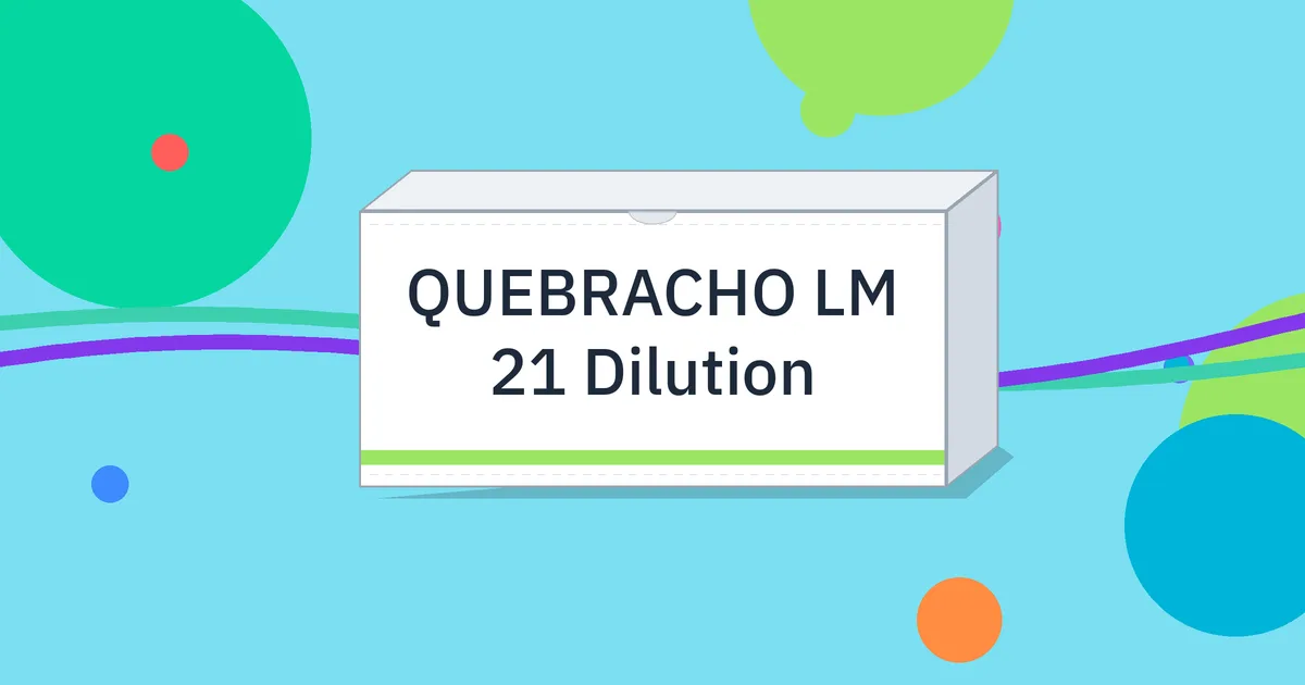 Symbolbild: Packung mit der Aufschrift QUEBRACHO LM 21 Dilution (PZN 13673781) – Verfügbarkeit und Bezug in Apotheken in Frankfurt am Main