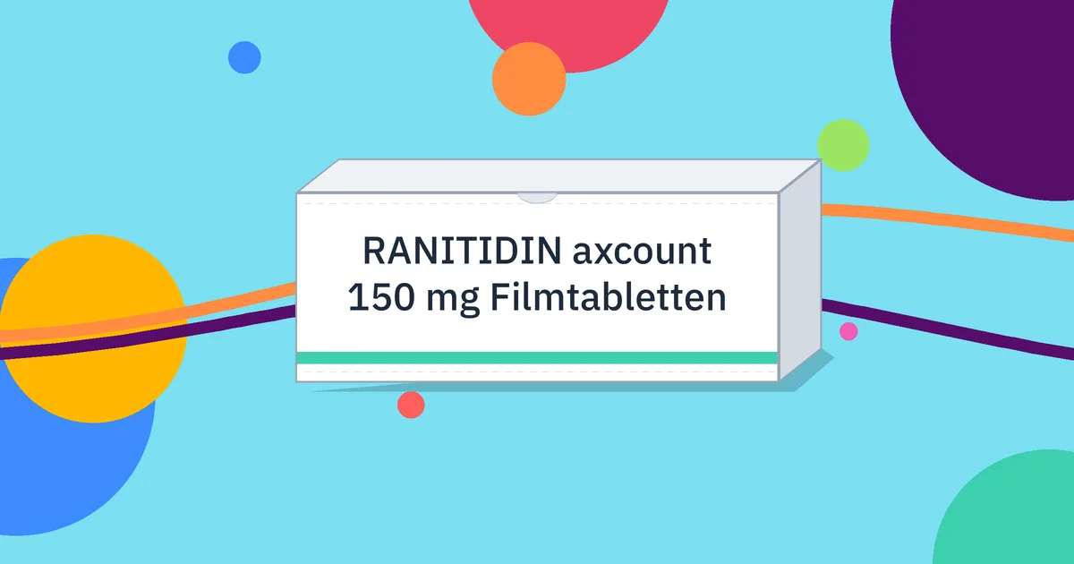 Symbolbild: Packung mit der Aufschrift RANITIDIN axcount 150 mg Filmtabletten (PZN 00340612) – Verfügbarkeit und Bezug in Apotheken in Frankfurt am Main