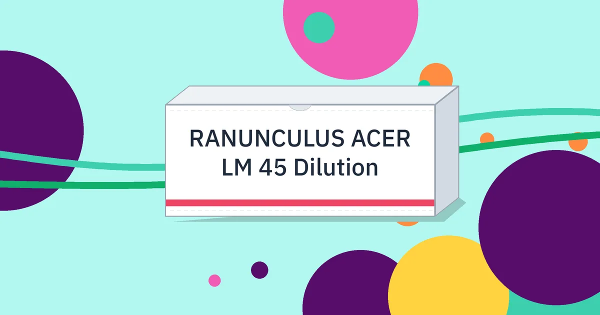 Symbolbild: Packung mit der Aufschrift RANUNCULUS ACER LM 45 Dilution (PZN 13675751) – Verfügbarkeit und Bezug in Apotheken in Frankfurt am Main