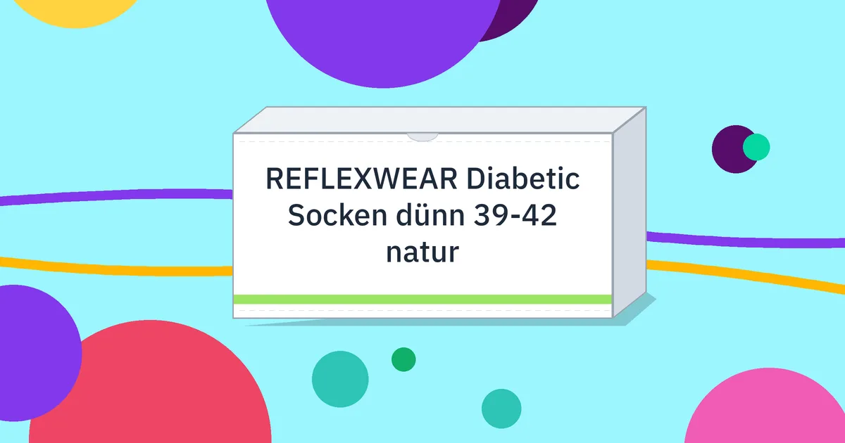 Symbolbild: Packung mit der Aufschrift REFLEXWEAR Diabetic Socken dünn 39-42 natur (PZN 14400884) – Verfügbarkeit und Bezug in Apotheken in Frankfurt am Main