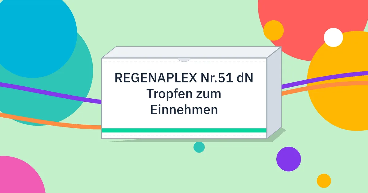 Symbolbild: Packung mit der Aufschrift REGENAPLEX Nr.51 dN Tropfen zum Einnehmen (PZN 06324181) – Verfügbarkeit und Bezug in Apotheken in Frankfurt am Main
