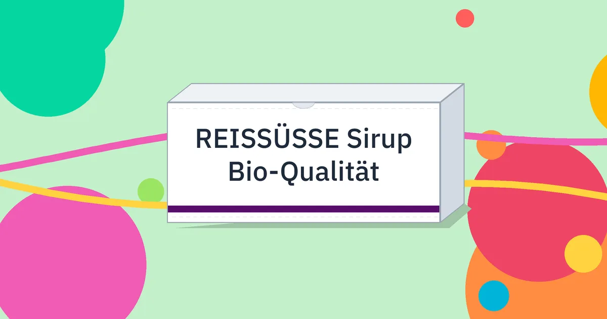 Symbolbild: Packung mit der Aufschrift REISSÜSSE Sirup Bio-Qualität (PZN 12452977) – Verfügbarkeit und Bezug in Apotheken in Frankfurt am Main