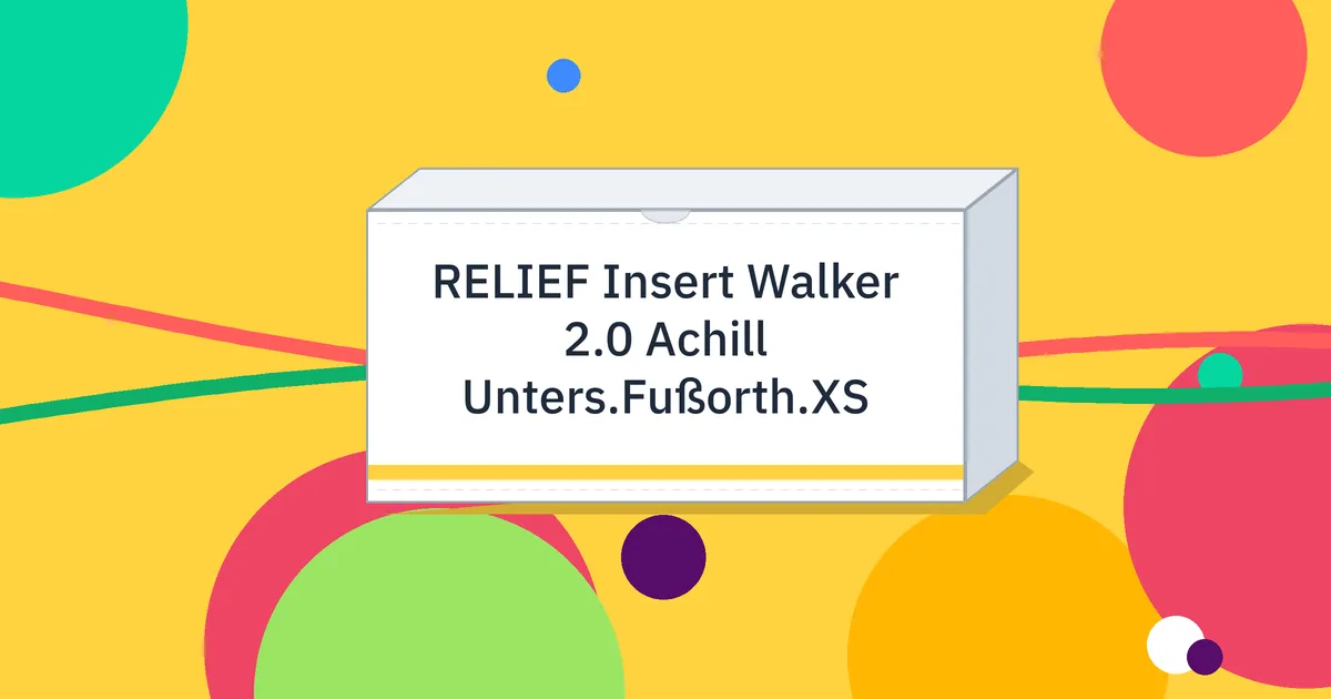 Symbolbild: Packung mit der Aufschrift RELIEF Insert Walker 2.0 Achill Unters.Fußorth.XS (PZN 18090328) – Verfügbarkeit und Bezug in Apotheken in Frankfurt am Main