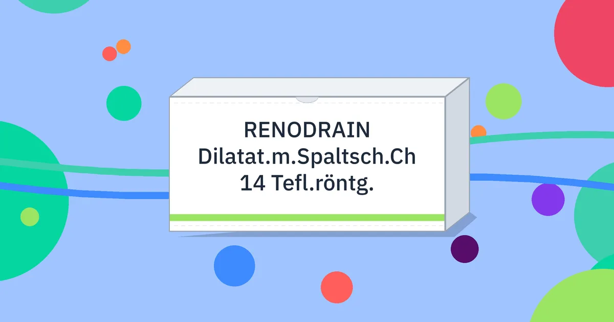 Symbolbild: Packung mit der Aufschrift RENODRAIN Dilatat.m.Spaltsch.Ch 14 Tefl.röntg. (PZN 00444754) – Verfügbarkeit und Bezug in Apotheken in Frankfurt am Main