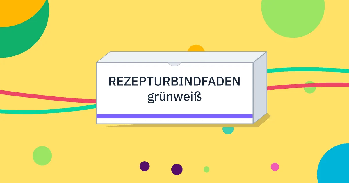 Symbolbild: Packung mit der Aufschrift REZEPTURBINDFADEN grünweiß (PZN 01735502) – Verfügbarkeit und Bezug in Apotheken in Frankfurt am Main