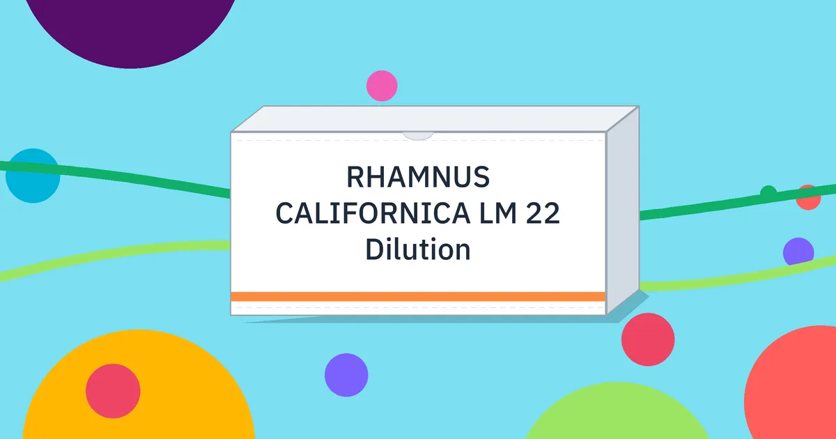 Symbolbild: Packung mit der Aufschrift RHAMNUS CALIFORNICA LM 22 Dilution (PZN 13048190) – Verfügbarkeit und Bezug in Apotheken in Frankfurt am Main