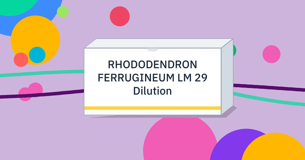 Symbolbild: Packung mit der Aufschrift RHODODENDRON FERRUGINEUM LM 29 Dilution (PZN 13051513) – Verfügbarkeit und Bezug in Apotheken in Frankfurt am Main