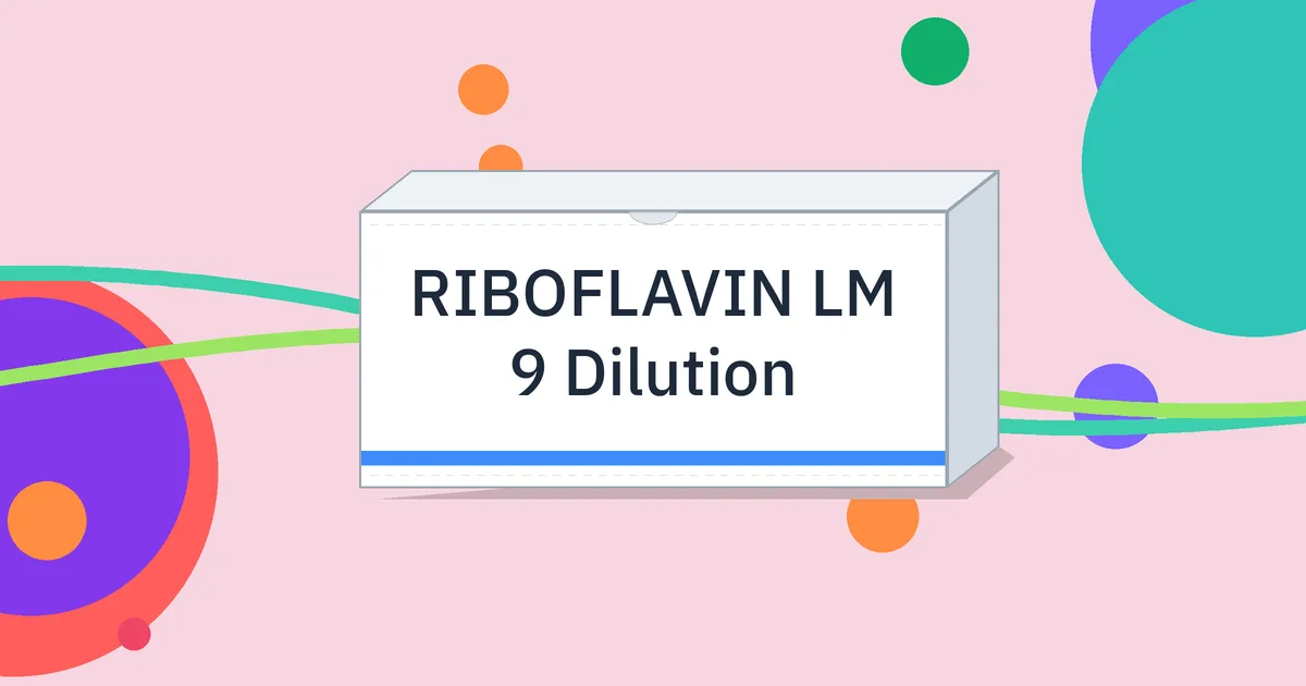 Symbolbild: Packung mit der Aufschrift RIBOFLAVIN LM 9 Dilution (PZN 13054374) – Verfügbarkeit und Bezug in Apotheken in Frankfurt am Main