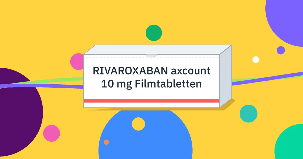 Symbolbild: Packung mit der Aufschrift RIVAROXABAN axcount 10 mg Filmtabletten (PZN 20081466) – Verfügbarkeit und Bezug in Apotheken in Frankfurt am Main