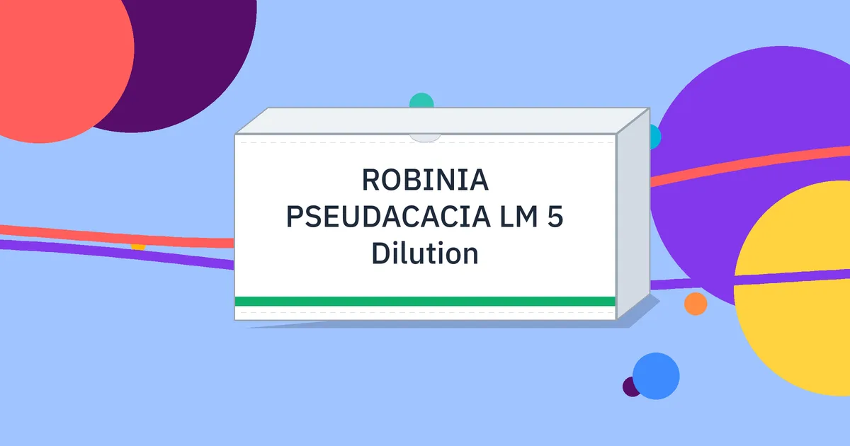 Symbolbild: Packung mit der Aufschrift ROBINIA PSEUDACACIA LM 5 Dilution (PZN 13054807) – Verfügbarkeit und Bezug in Apotheken in Frankfurt am Main