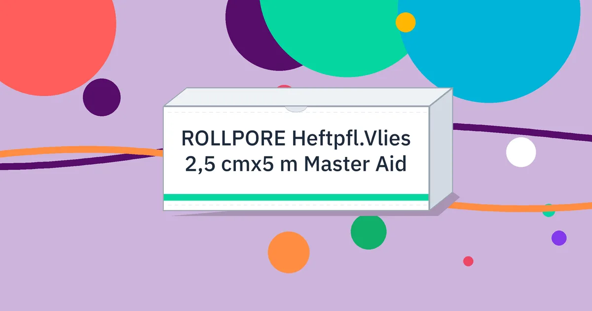 Symbolbild: Packung mit der Aufschrift ROLLPORE Heftpfl.Vlies 2,5 cmx5 m Master Aid (PZN 07708268) – Verfügbarkeit und Bezug in Apotheken in Frankfurt am Main