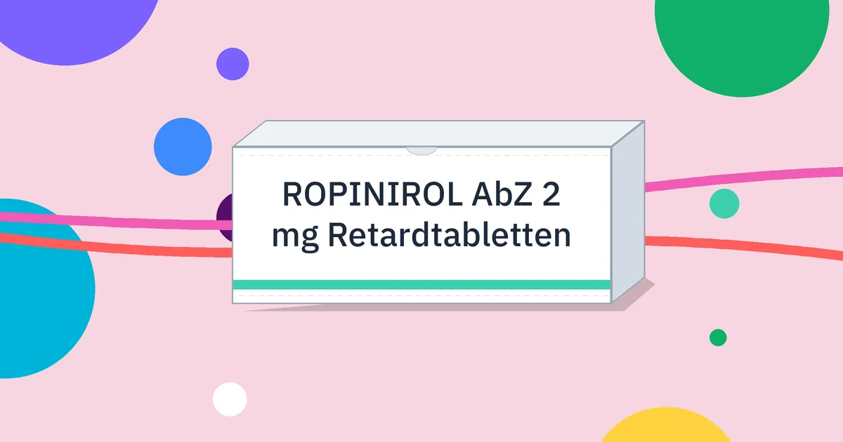 Symbolbild: Packung mit der Aufschrift ROPINIROL AbZ 2 mg Retardtabletten (PZN 08814682) – Verfügbarkeit und Bezug in Apotheken in Frankfurt am Main