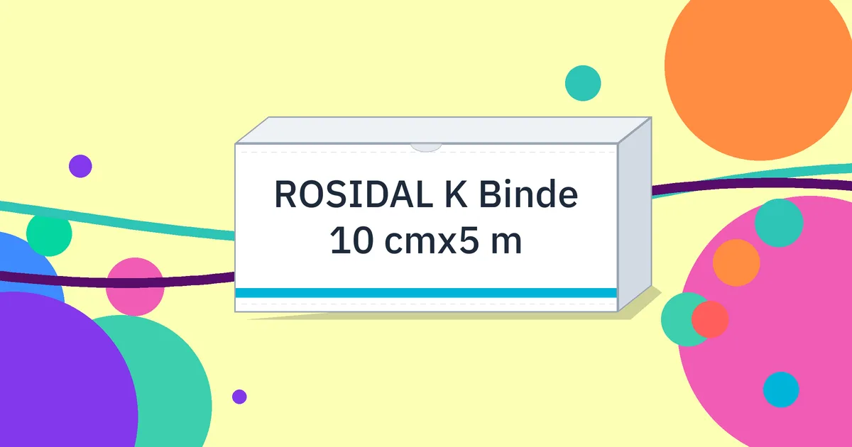 Symbolbild: Packung mit der Aufschrift ROSIDAL K Binde 10 cmx5 m (PZN 18037311) – Verfügbarkeit und Bezug in Apotheken in Frankfurt am Main