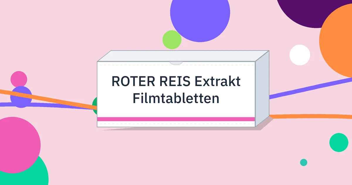 Symbolbild: Packung mit der Aufschrift ROTER REIS Extrakt Filmtabletten (PZN 20381688) – Verfügbarkeit und Bezug in Apotheken in Frankfurt am Main