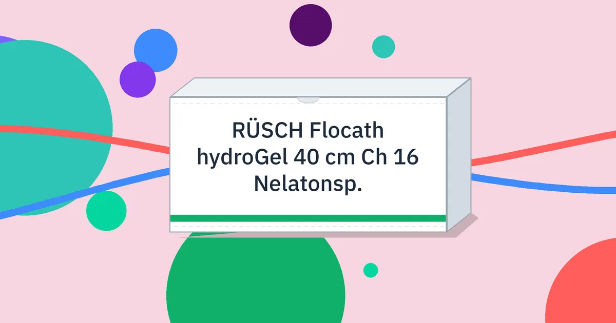 Symbolbild: Packung mit der Aufschrift RÜSCH Flocath hydroGel 40 cm Ch 16 Nelatonsp. (PZN 02163166) – Verfügbarkeit und Bezug in Apotheken in Frankfurt am Main